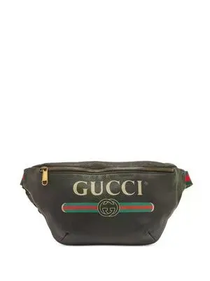 Gucci Logo Print Web Detail Belt Bag - Black