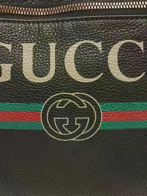Gucci Logo Print Web Detail Belt Bag - Black