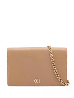 Gucci 2000-2015 Gg Marmont Leather Wallet On Chain Crossbody Bag - Neutrals