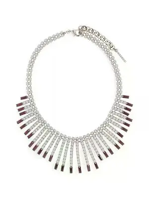 Alessandra Rich Crystal-embellished Fringed Necklace - Silver