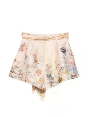 Zimmermann Floral-print Belted Shorts