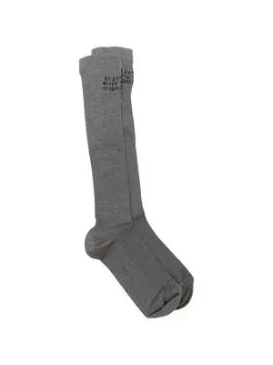 MAISON MARGIELA Logo-print Ribbed Socks - Grey