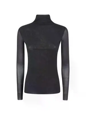 D.exterior Sheer High-neck Top - Black