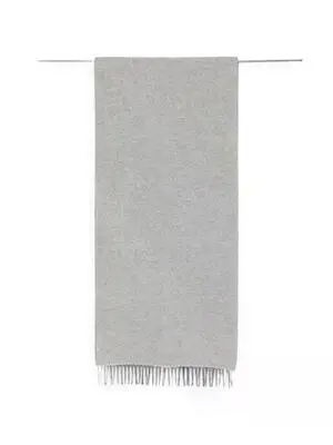 GRAN SASSO Herringbone-pattern Fringed Scarf - Grey