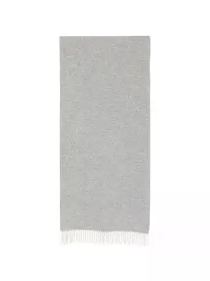 GRAN SASSO Herringbone-pattern Fringed Scarf - Grey