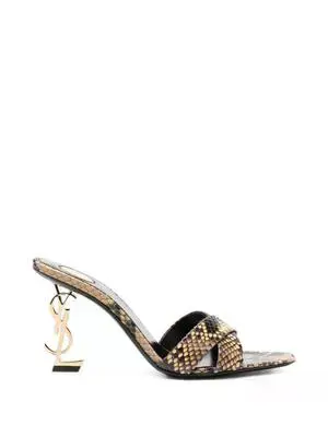 Saint Laurent Opyum Snakeskin-effect Sandals - Brown