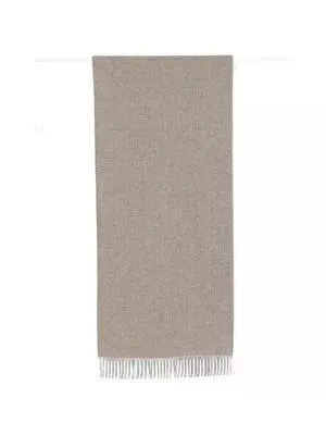 GRAN SASSO Herringbone-weave Fringed Scarf - Neutrals