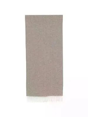 GRAN SASSO Herringbone-weave Fringed Scarf - Neutrals