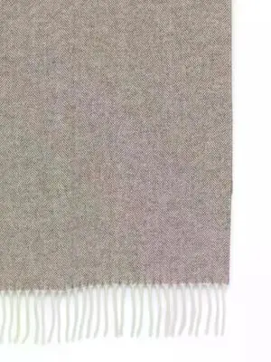 GRAN SASSO Herringbone-weave Fringed Scarf - Neutrals