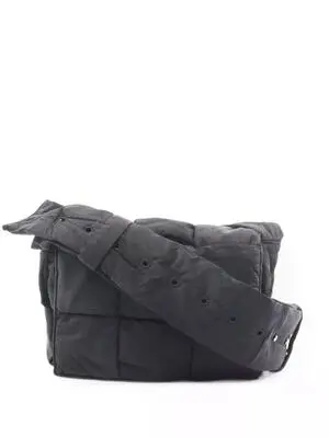 Bottega Veneta 2000s Small Cassette Intrecciato Shoulder Bag - Black