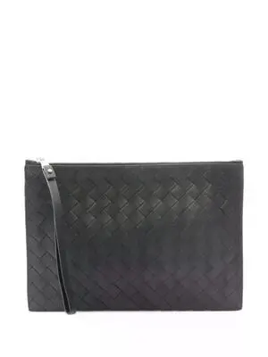 Bottega Veneta Intrecciato Leather Clutch - Black