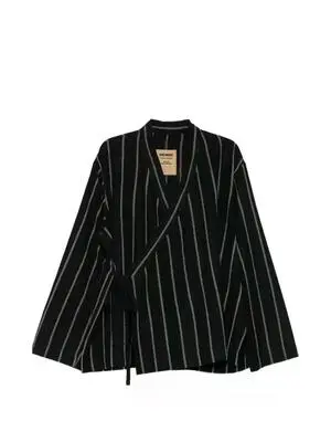 UMA WANG Wool Pinstripe Wrap Jacket