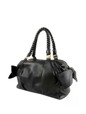 FERRAGAMO 2000-2010 Calfskin Vara Braided Handle Shoulder Bag