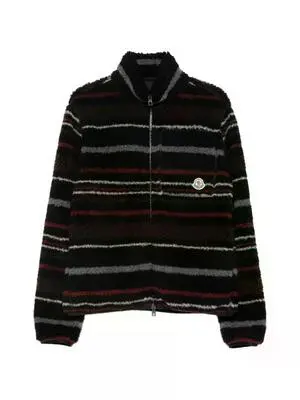 Moncler Striped Zip-up Cardigan - Black