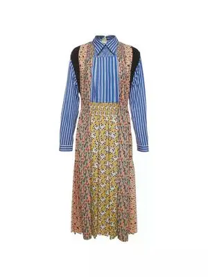 Prada Printed Long-sleeve Midi Dress - Blue