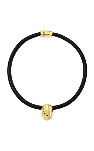 PAMELA ZAMORE 18k Yellow Clip Pendant On Leather Cord Necklace - Gold