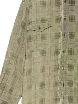 UMA WANG Checked Frayed-edge Shirt