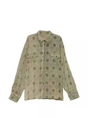 UMA WANG Checked Frayed-edge Shirt