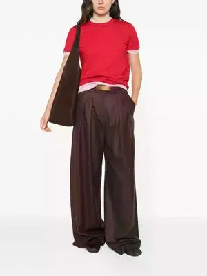 Eric Bompard Pleated Twill Palazzo Pants