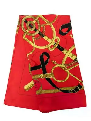 Hermès 1990-2010 Eperon D Or Silk Scarf 90 Scarves - Red