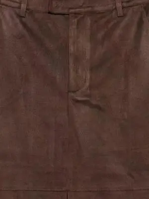 ELEH Suede-effect Front-slit Midi Skirt - Brown