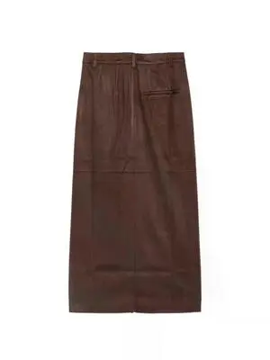ELEH Suede-effect Front Slit Midi Skirt