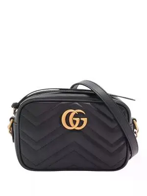 Gucci 2000-2015 Mini Gg Marmont Matelasse Leather Crossbody Bag - Black
