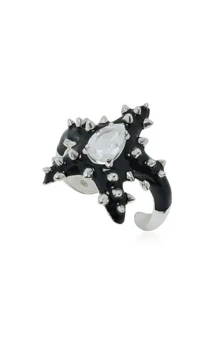 Bea Bongiasca Stella Sterling Silver Crystal And Enamel Ring