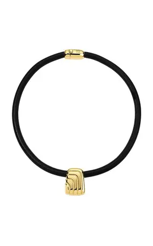 PAMELA ZAMORE 18k Labyrinth Clip Pendant On Leather Cord Necklace - Gold