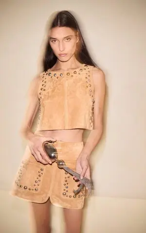 Alexis Mollie Genuine Suede Mini Skirt - Tan