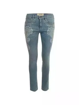Roberto Cavalli Paisley Crystal-embellished Jeans - Blue