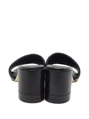 Fendi Ff Motif Raffia Block Heel Sandals