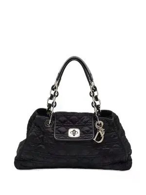 Dior 2009 Cannage Charm Lock Shoulder Bag - Black