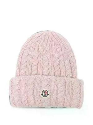 Moncler Moncler Cable Knit Beanie Hat Pink