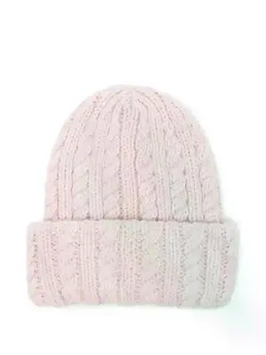 Moncler Cable Knit Beanie Hat - Pink