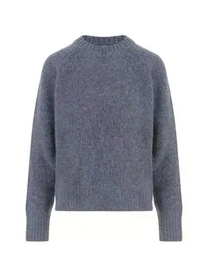 ALLUDE Crew-neck Raglan-sleeve Sweater - Blue