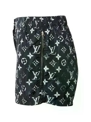 LOUIS VUITTON Monogram Print Zip-fastening Shorts - Black