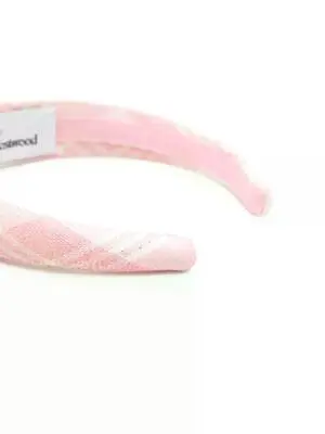 VIVIENNE WESTWOOD Orb-embroidered Checked-pattern Headband - White