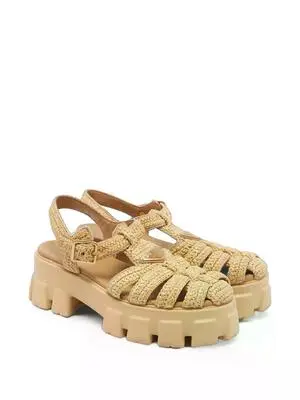 Prada Monolith Raffia Sandals