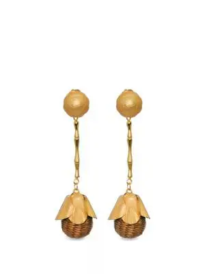 JOHANNA ORTIZ Johanna Ortiz Gold-Tone Woven Floral Pendant Drop Earrings