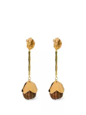 Johanna Ortiz Tone Woven Floral Pendant Drop Earrings