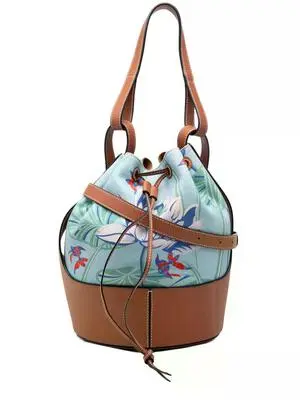 Loewe Small Canvas Mermaid Print Balloon Drawstring Bucket Bag - Blue