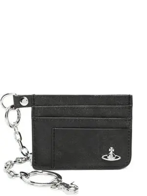 VIVIENNE WESTWOOD Orb-plaque Chain-detail Cardholder - Black