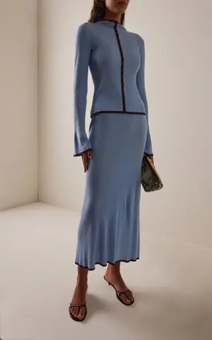THIRD FORM Bound Knit Midi Skirt - Blue