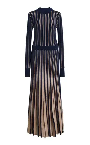 Cara Cara Mariella Pleated Wool Midi Dress - Stripe