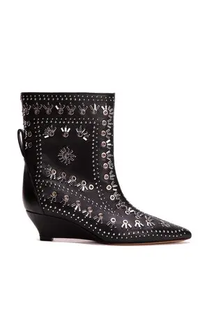 ODISSI Gemma D Studded Leather Ankle Boots - Black