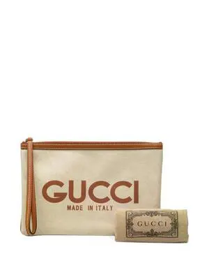 Gucci 2016-2026 Canvas Logo Clutch Bag - Neutrals