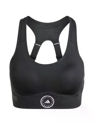 Adidas By Stella McCartney Racerback Logo-print Sports Bra - Black
