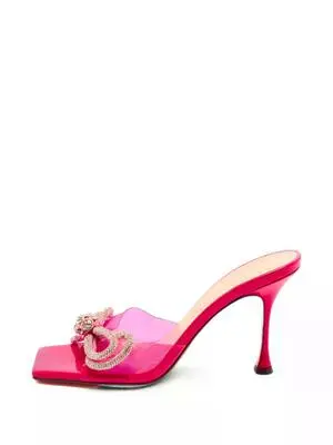 Mach & Mach Double Bow Crystal-embellished Stiletto Sandals - Pink