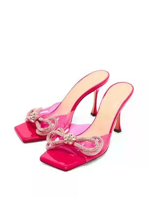 Mach & Mach Double Bow Crystal-embellished Stiletto Sandals - Pink